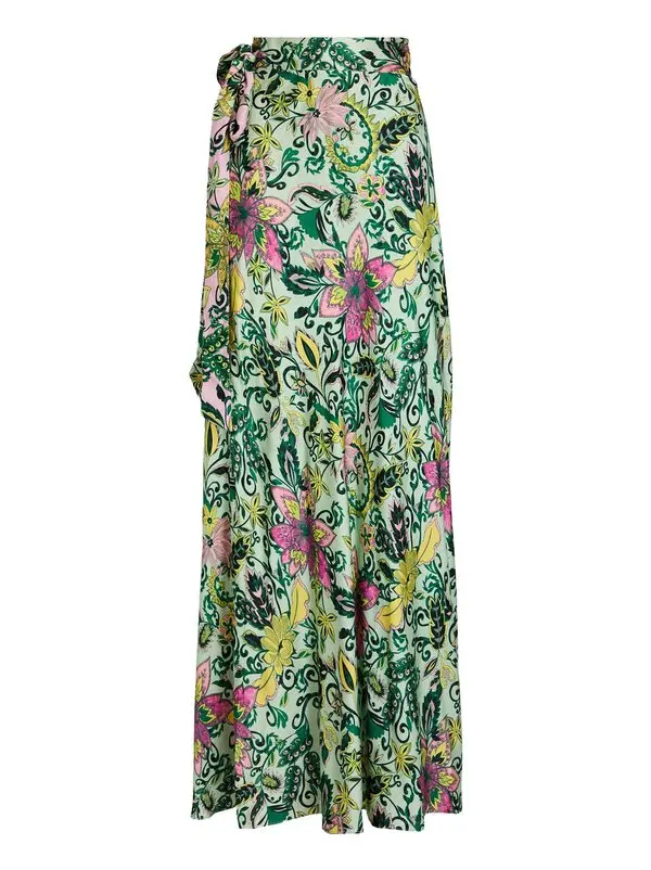 Diane Von Furstenberg Krisa Floral-print Reversible Maxi Wrap Skirt - Light Green