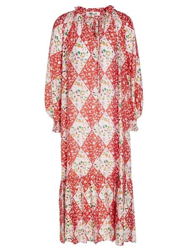 Diane Von Furstenberg Fortina Printed Voile Midi Dress - Papaya