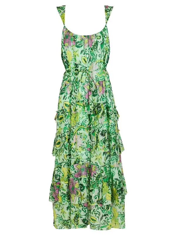 Diane Von Furstenberg Modena Tiered Midi Dress - Light Green