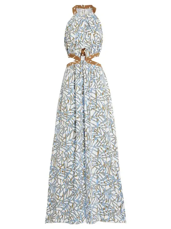 Diane Von Furstenberg Elizabeth Printed Twill Maxi Dress - Light Blue