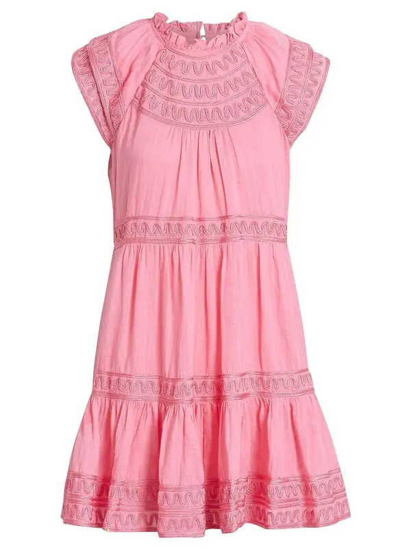 Veronica Beard Keely Embroidered Ramie-gauze Mini Dress - Pink