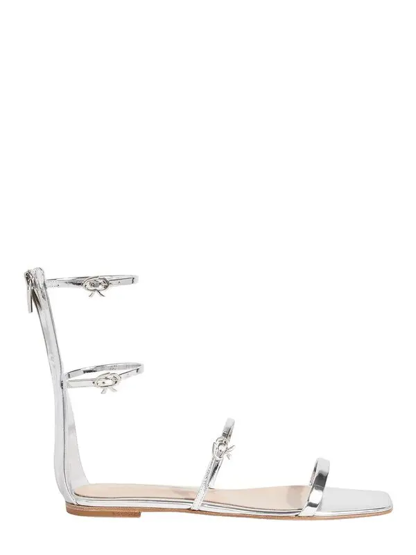 GIANVITO ROSSI Ribbon Downtown Mirrored-leather Sandals - Silver