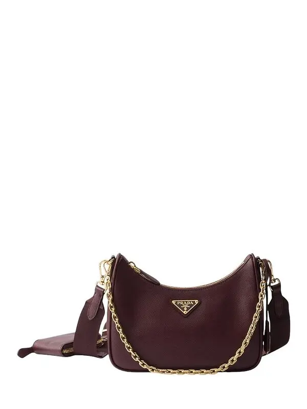 Prada Re-edition 2005 Saffiano Leather Shoulder Bag - Burgundy