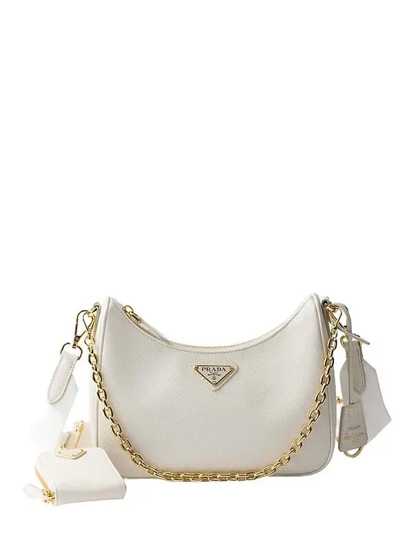 Prada Re-edition 2005 Saffiano Leather Shoulder Bag - White