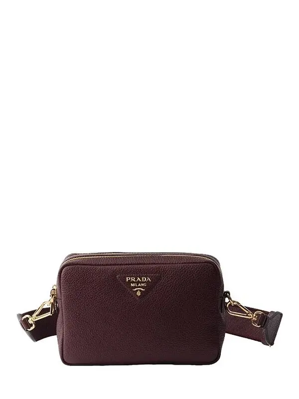 Prada Small Leather Shoulder Bag - Burgundy