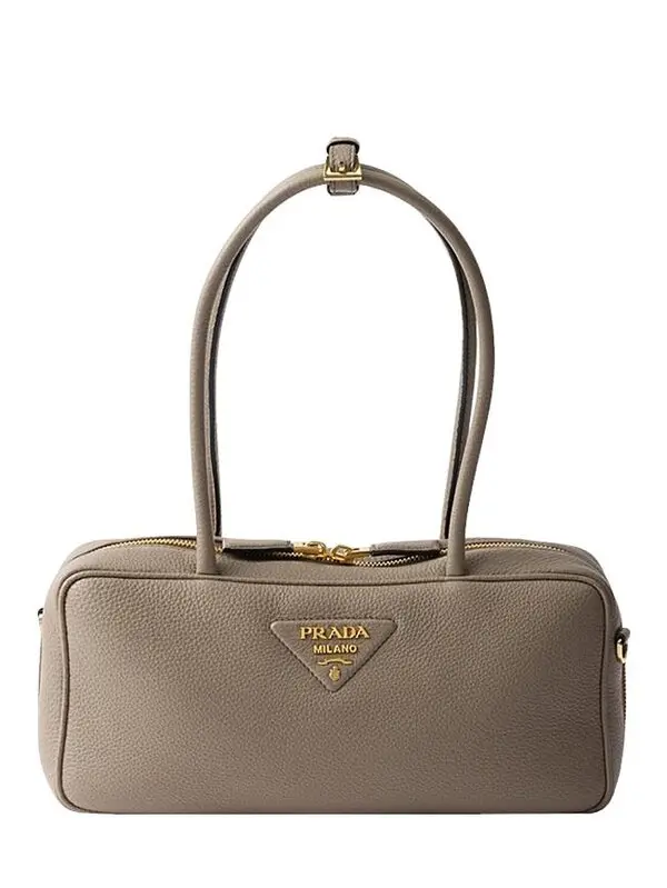 Prada Medium Leather Top-handle Bag - Clay Grey