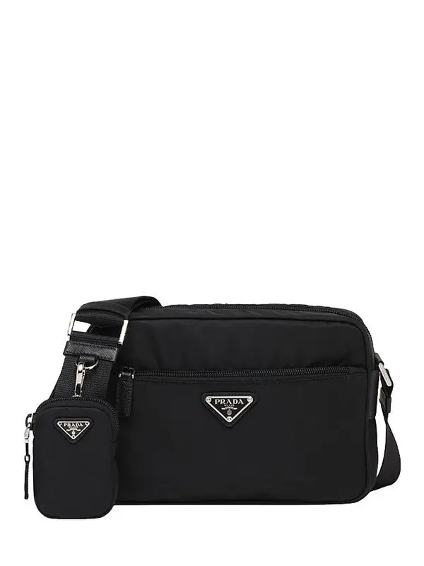 Prada Re-nylon Shoulder Bag With Detachable Pouch - Black
