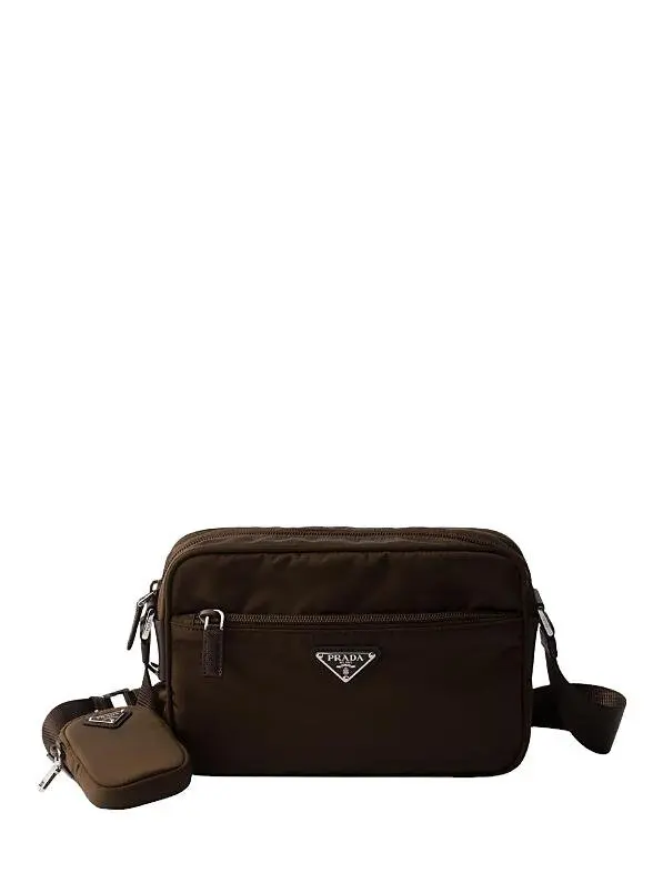 Prada Re-nylon Shoulder Bag With Detachable Pouch - Dark Brown