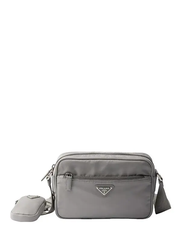 Prada Re-nylon Shoulder Bag With Detachable Pouch - Light Grey