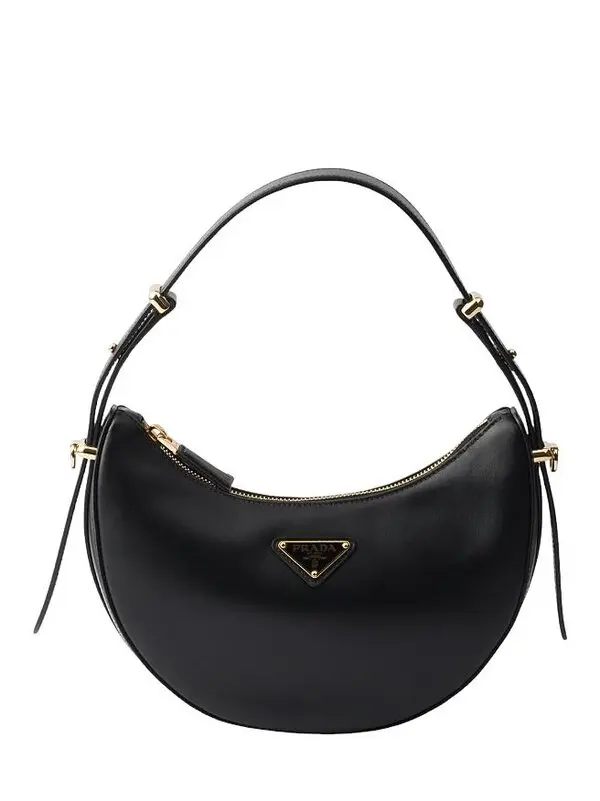 Prada Arque Small Leather Shoulder Bag - Black