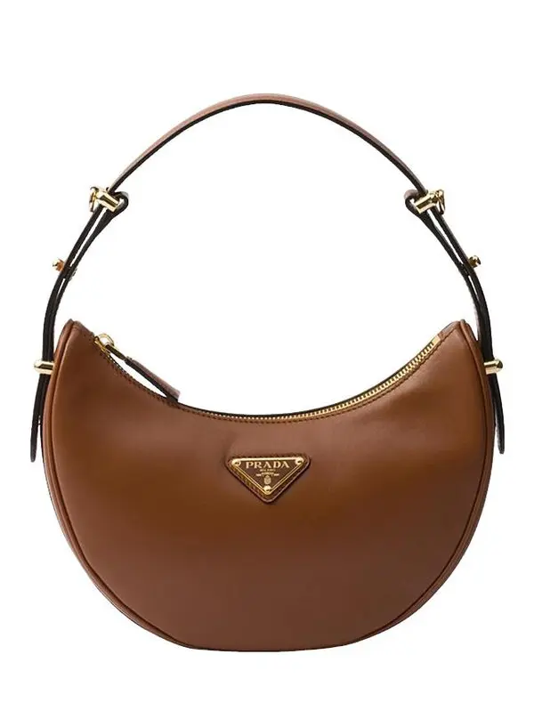 Prada Arque Small Leather Shoulder Bag - Cognac
