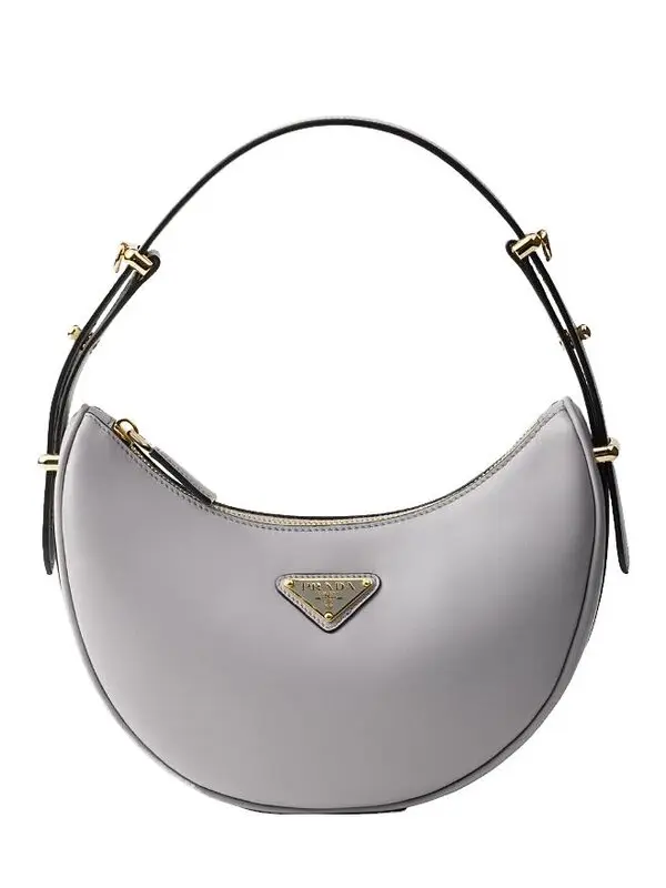 Prada Arque Small Leather Shoulder Bag - Grey