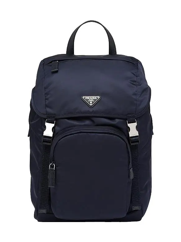 Prada Re-nylon And Saffiano Leather Backpack - Blue