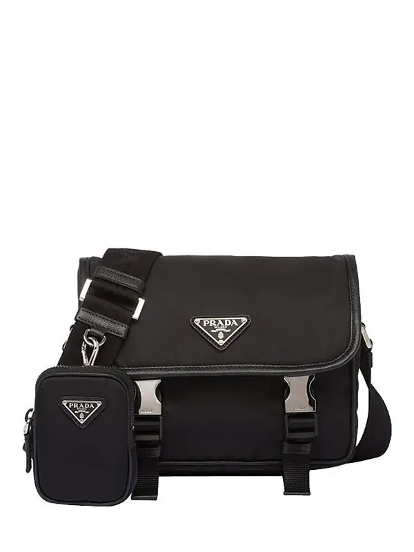 Prada Re-nylon And Saffiano Leather Shoulder Bag - Black