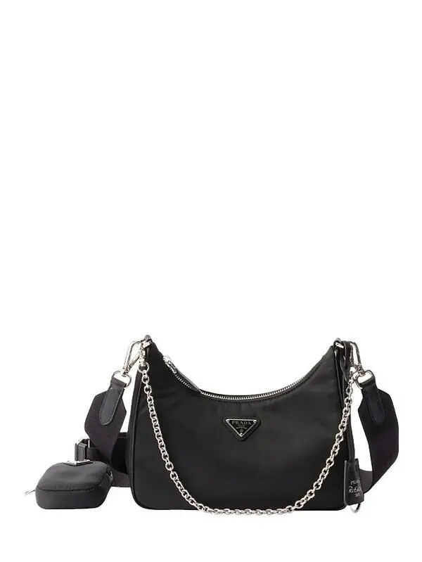 Prada Re-edition 2005 Re-nylon Bag With Saffiano Mini Bag - Black