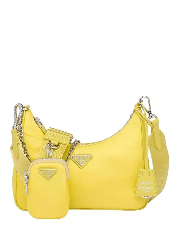 Prada Re-edition 2005 Re-nylon Bag With Saffiano Mini Bag - Yellow