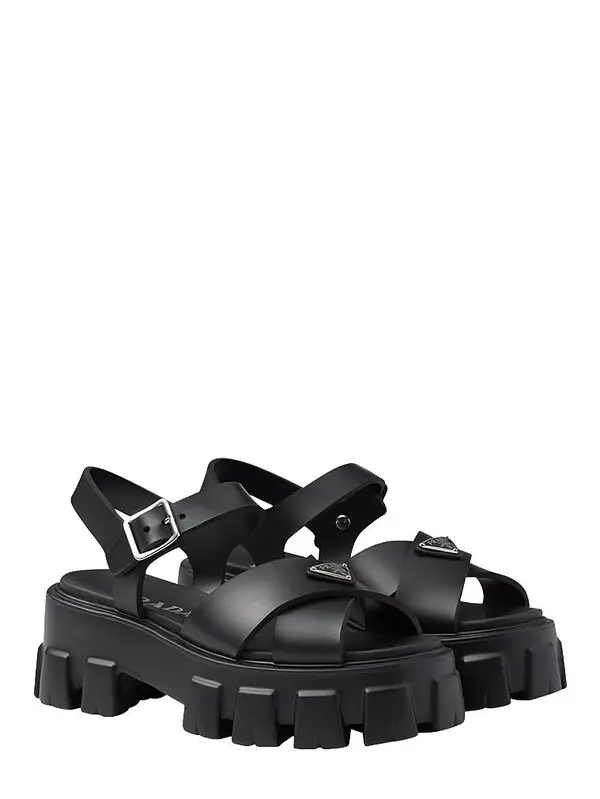 Prada Monolith Rubber Sandals - Black