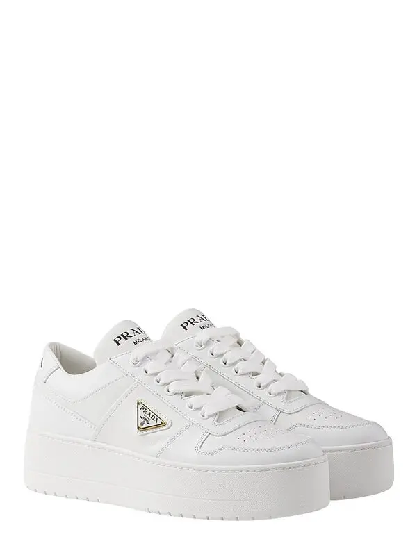 Prada Downtown Leather Sneakers - White
