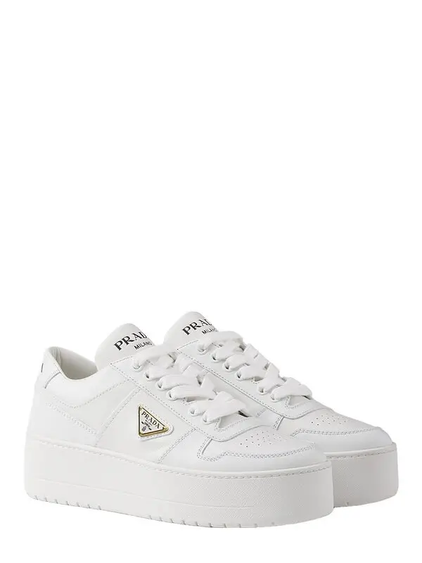 Prada Downtown Leather Sneakers - White