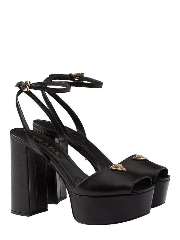 Prada Nappa Leather Platform Sandals - Black
