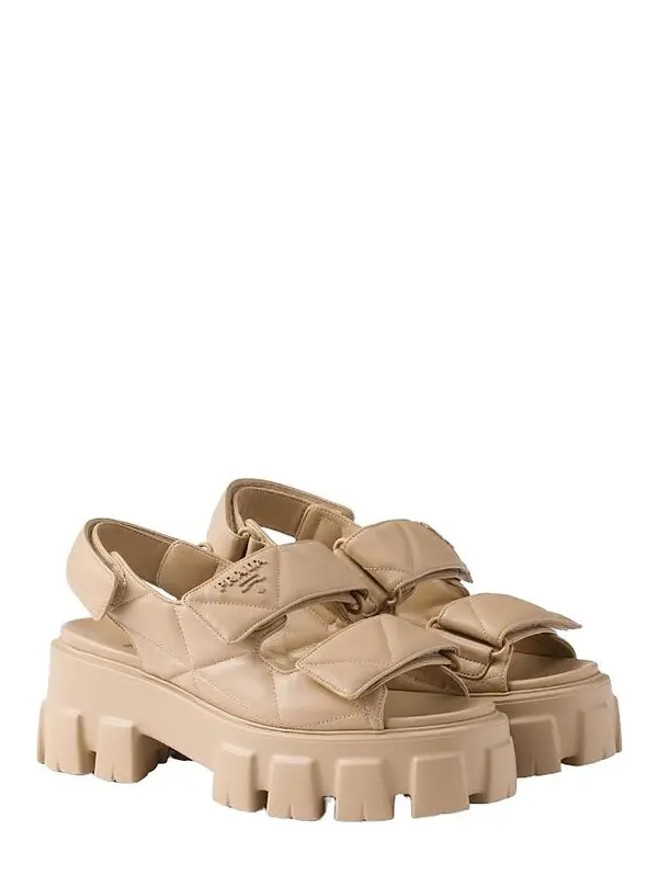 Prada Monolith Nappa Leather Sandals - Neutral