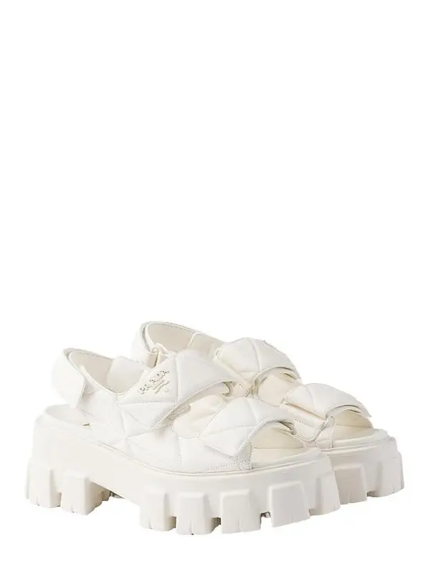 Prada Monolith Nappa Leather Sandals - White