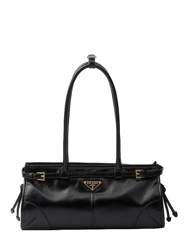 Prada Bonnie Medium Convertible Leather Shoulder Handbag - Black