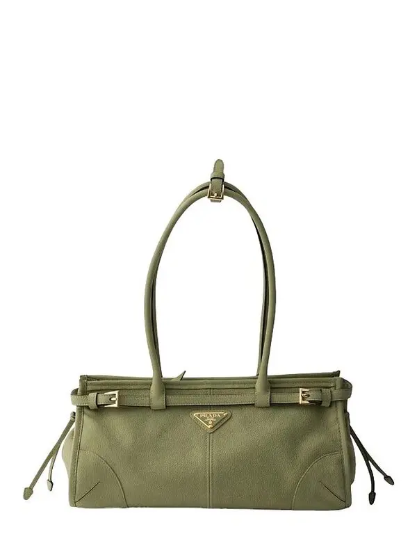 Prada Bonnie Medium Convertible Leather Shoulder Handbag - Green