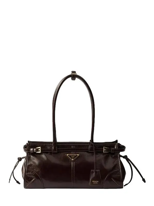 Prada Bonnie Medium Convertible Leather Shoulder Handbag - Palisander