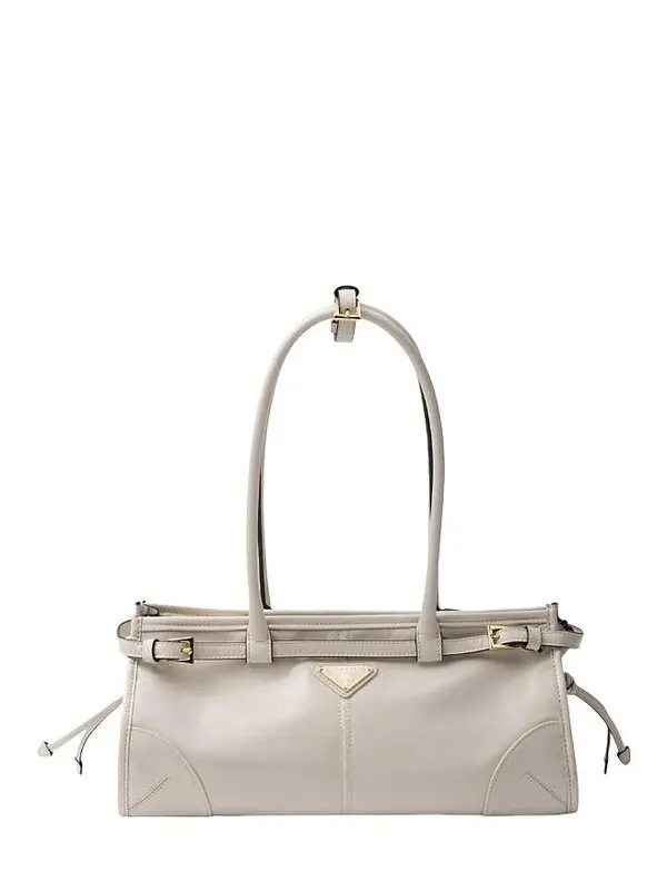 Prada Bonnie Medium Convertible Leather Shoulder Handbag - White