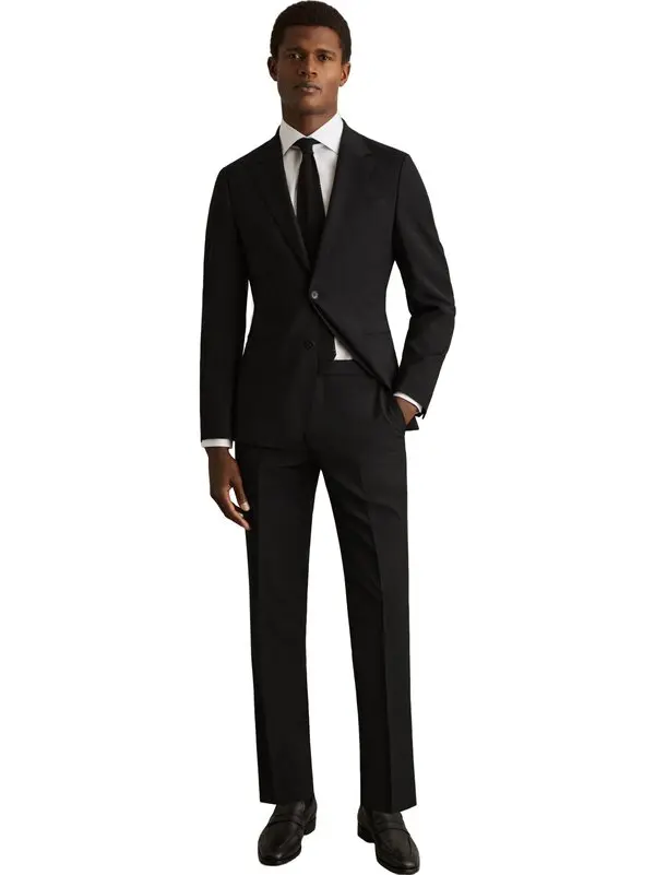 REISS Promise Slim-fit Wool-blend Suit Trousers - Black