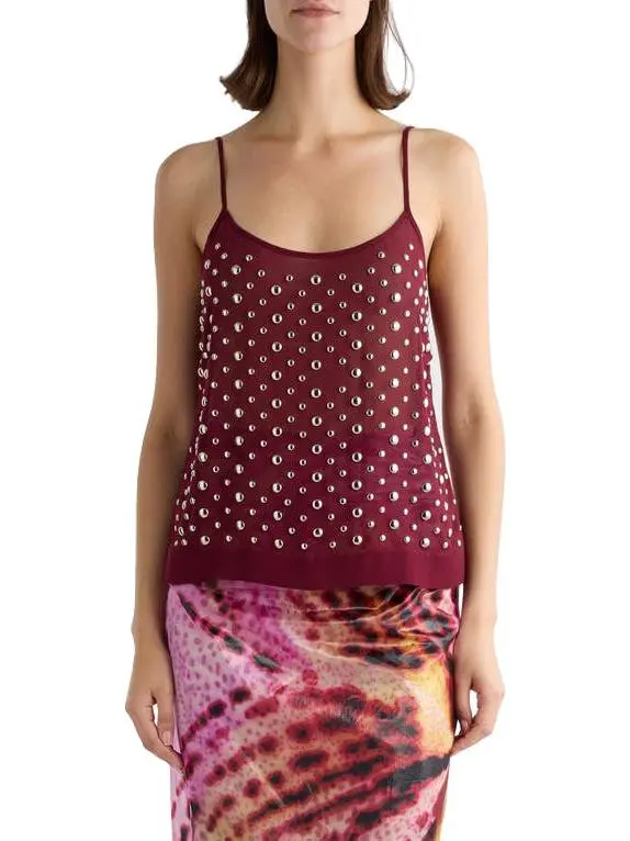 Dries Van Noten Studded Sheer Chiffon Camisole - Bordeaux