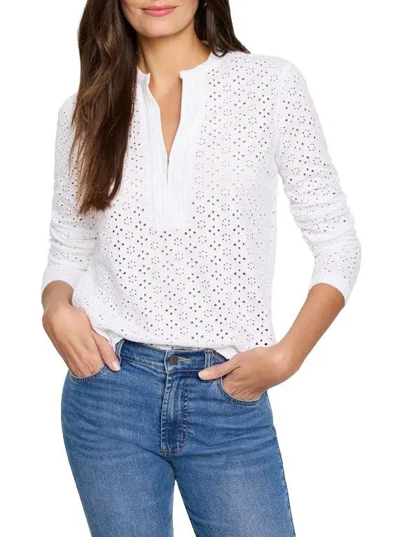 NIC+ZOE Knit Eyelet Top - Paper White