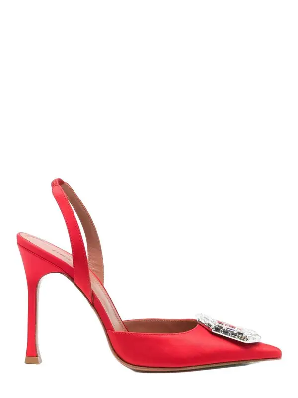 Amina Muaddi 105mm Camelia Pumps - Red