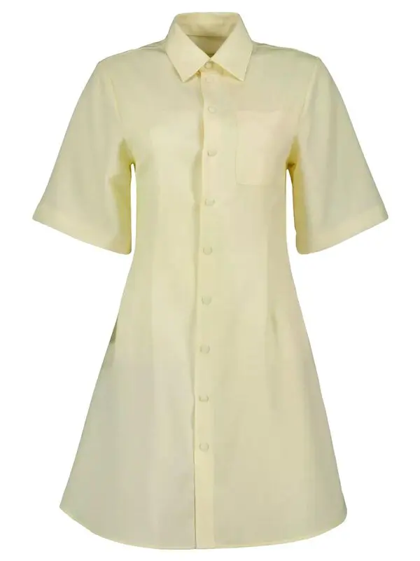 Ami Wool Shirt Dress - Yellow