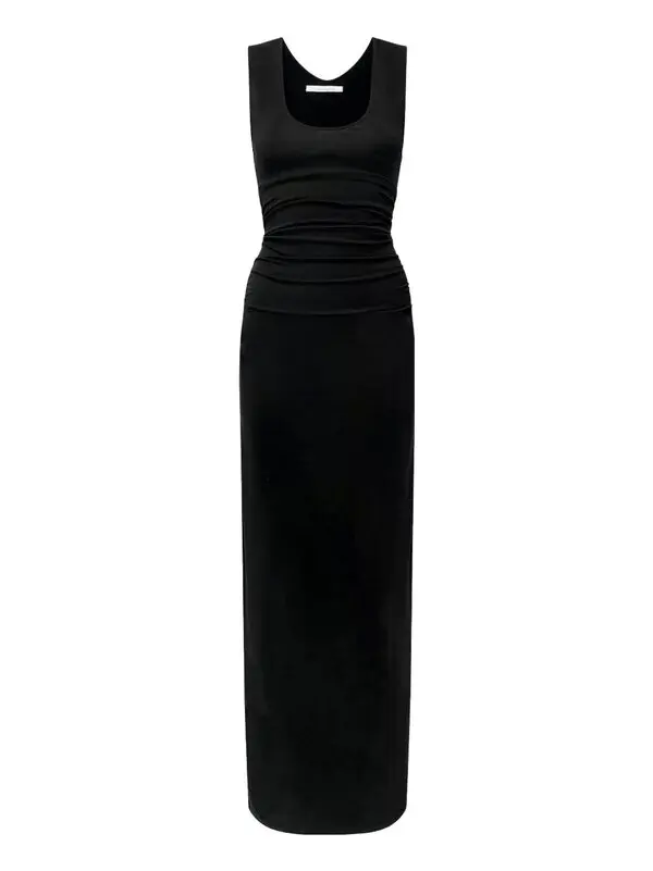 Another Tomorrow Ruched Tank Dress - Black
