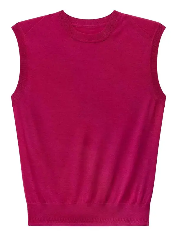 Another Tomorrow Fine-knit Wool Top - Pink