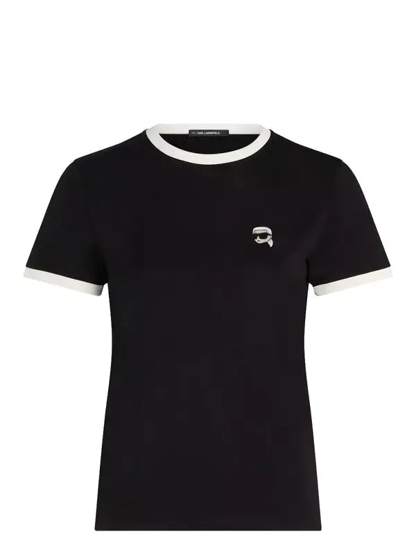 Karl Lagerfeld Ikon Contrasting-trim T-shirt - Black