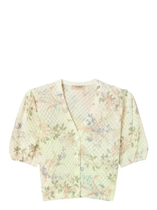 TWINSET Floral-jacquard Cardigan - Neutrals