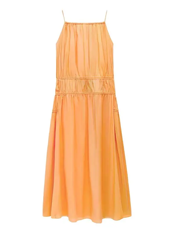 Another Tomorrow Gathered Scoop-back Dress - Orange