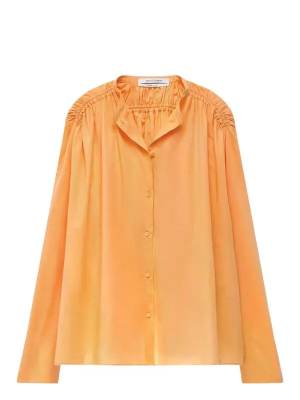 Another Tomorrow Gathered-detail Voile Blouse - Orange