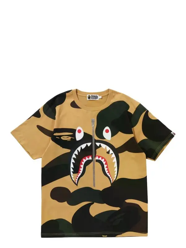 A BATHING APE Shark Attack Camouflage T-shirt - Yellow