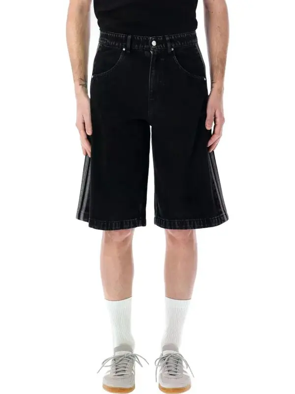 Adidas 3-stripe Denim Shorts - Black