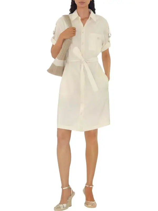 Burberry Ekd-embroidered Shirt Dress - White