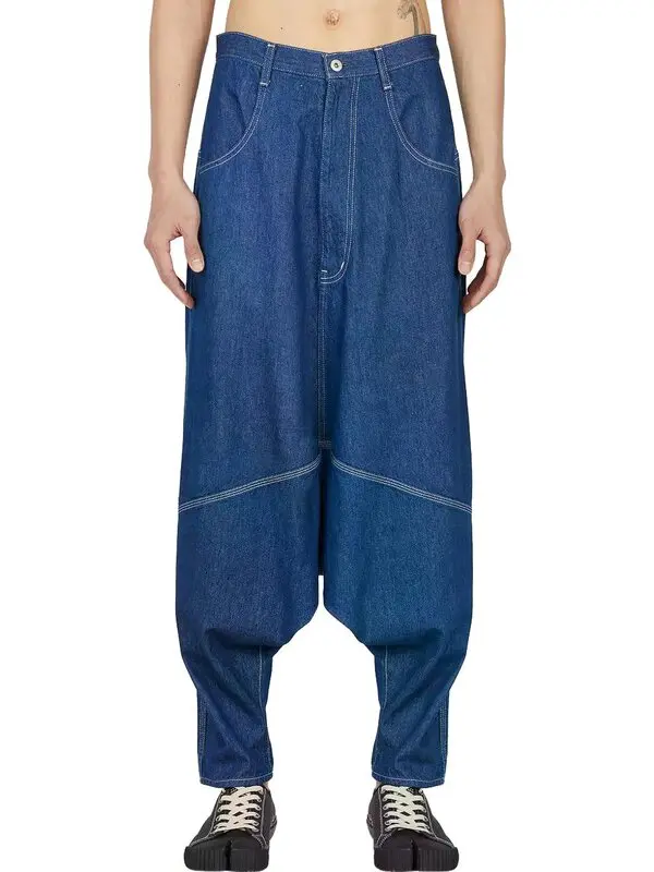 SULVAM Contrast-stitch Drop-crotch Jeans - Blue
