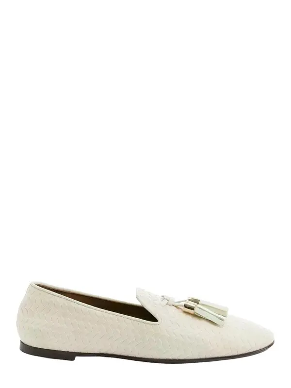 GIUSEPPE ZANOTTI Woven Leather Loafers - White
