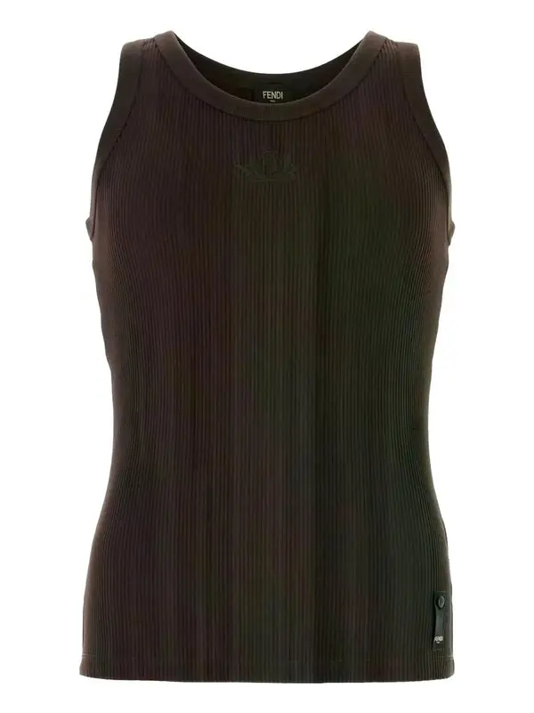 Fendi Ribbed Tank Top - Brown