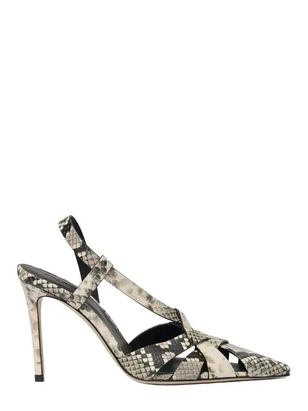 SCAROSSO 85mm Athena Snakeskin Slingback Pumps - Grey
