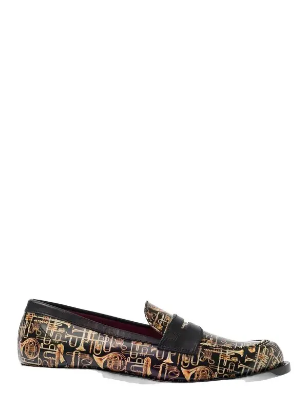 SCAROSSO Graphic-print Loafers - Black