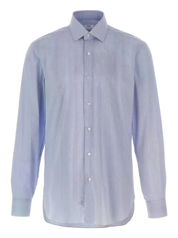 BARBA NAPOLI Striped Button-up Shirt - Blue